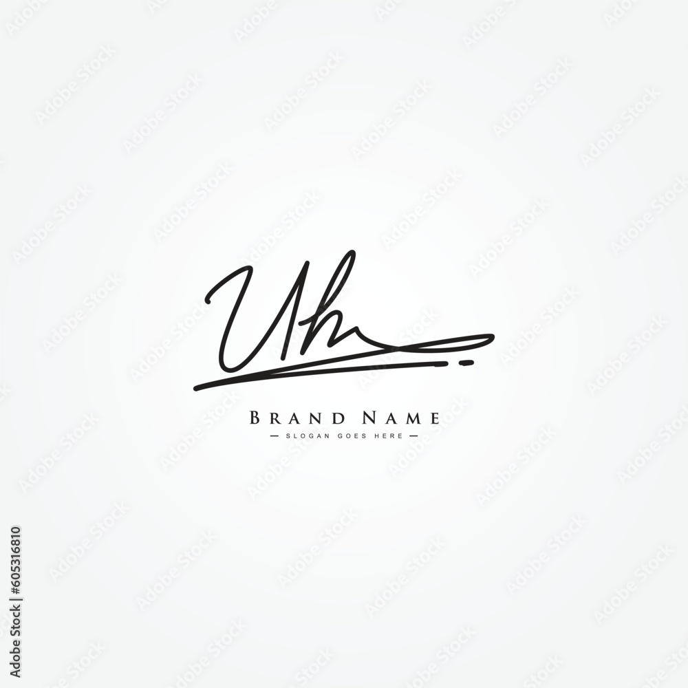 Simple Signature Logo for Alphabet UH - Handwritten Signature for ...