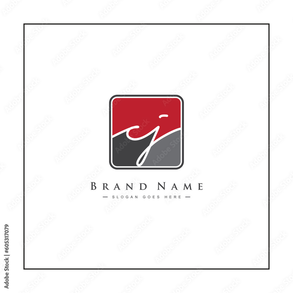 Initial Letter CJ Vector Logo Template in handwritten Signature Style ...