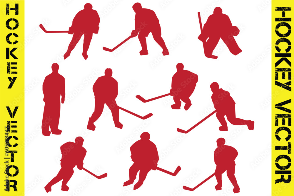 Hockey silhouettes vector image, Hockey icon vector image, Ice hockey ...