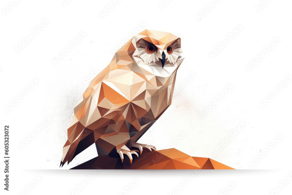 Paper folding of owl graphic with polygon shape style isolated on white ...