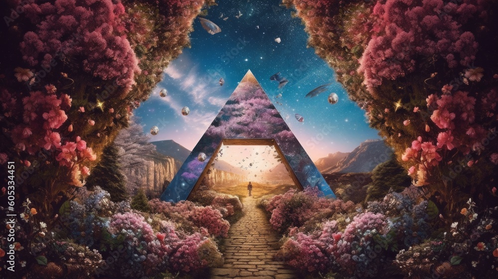 A triangular botanical portal, a gate on the way to another higher ...