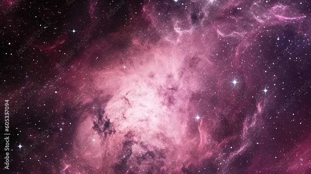 Pink universe light. Galaxies sky in space Planets and stars beauty of ...