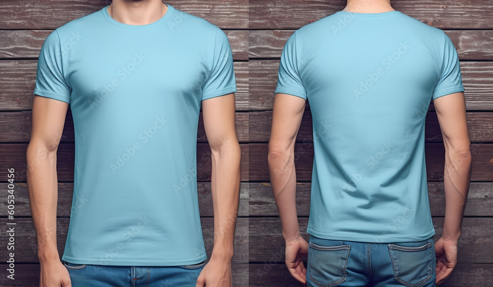 plain tosca t shirt mockup template, photo studio with male model, with ...