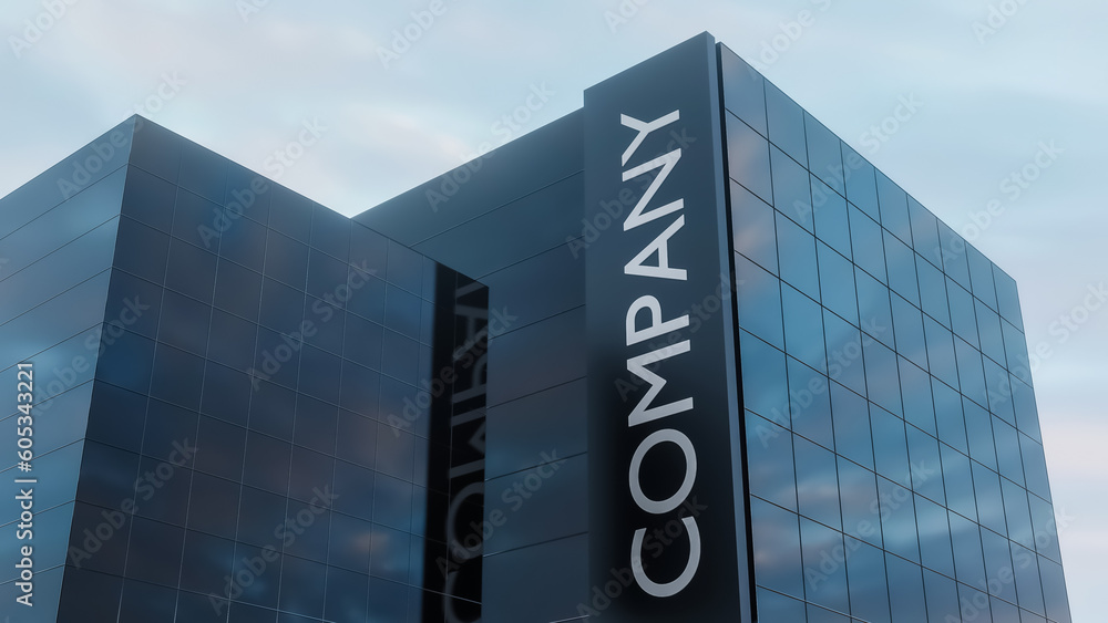 Logo of management office building. 3D rendering image Stock ...