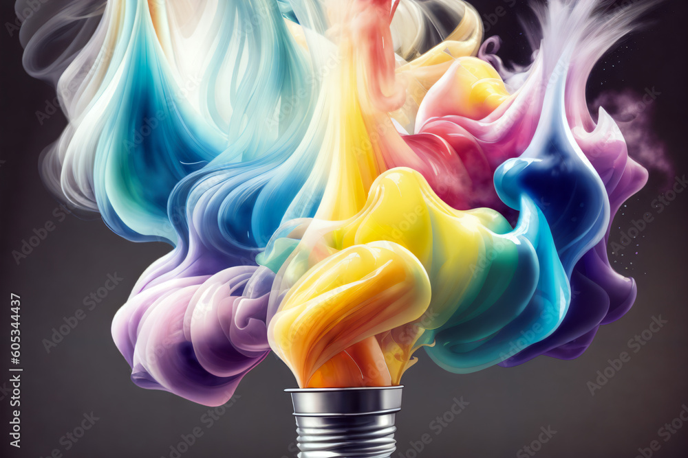 Rainbow Painted Light Bulb