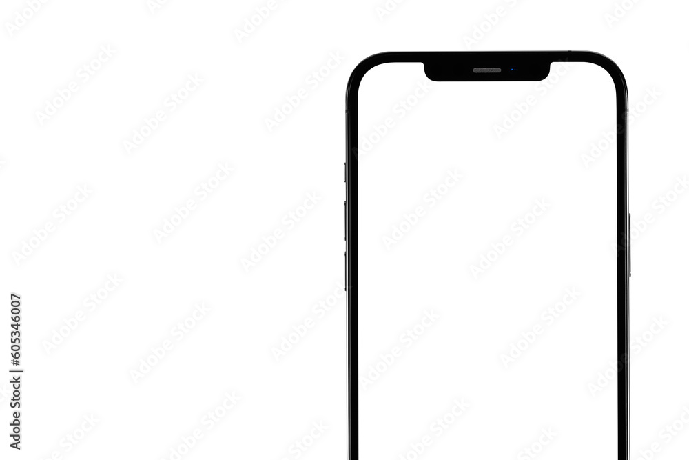 closeup view of half smartphone iPhone mockup with transparent png ...