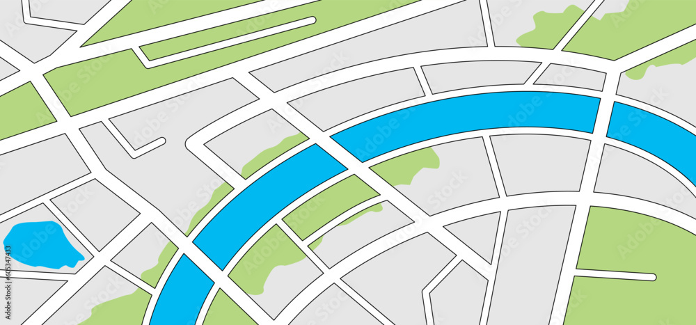 Cartoon map with pin pointers icon. Navigation or navigator, maps, road ...