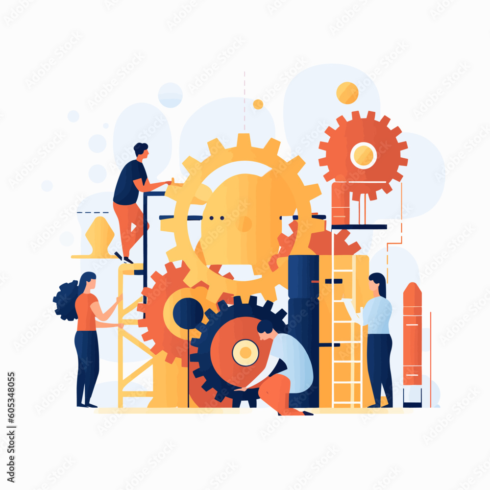 minimalist flat vector illustration depicts people holding different ...