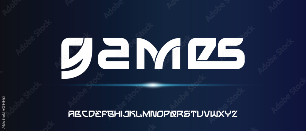 Game font alphabet sporty slanted letters. Speed logo typography with ...