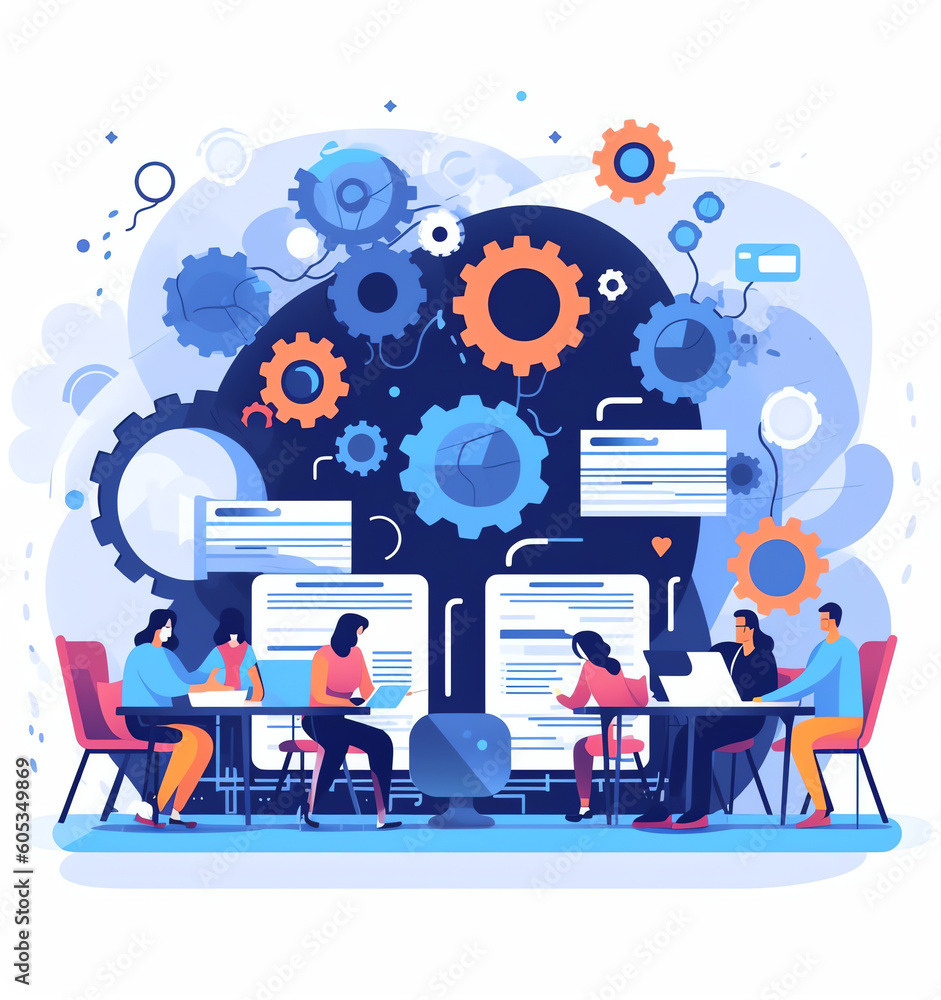 AI Generated: Agile Software Development Team Seamlessly Adjusting Project Roadmap, Showcasing ...