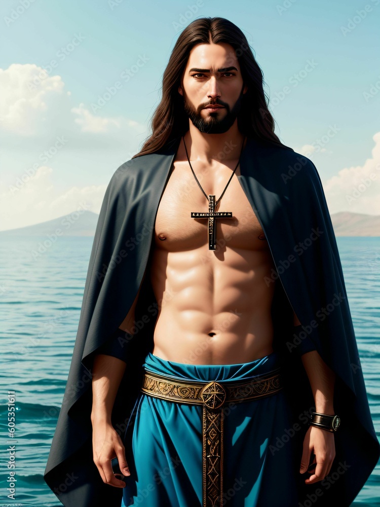 Jesus Christ in modern style in realistic image created with Cyberpunk ...