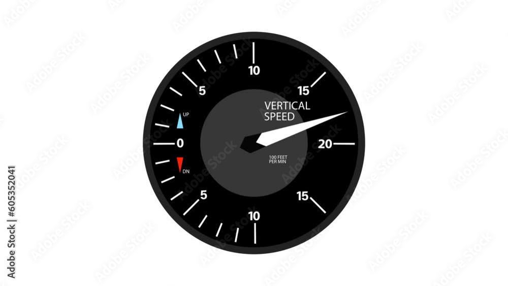 Animated airplane vertical speed sensor. Board of measuring instruments ...
