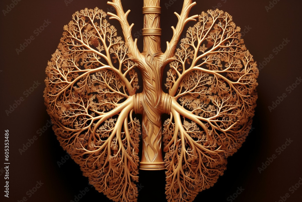 The lungs are depicted in a surreal style. A human organ. Anatomy ...