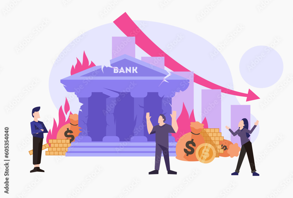 Vector illustration about financial problems and banking crisis. The ...