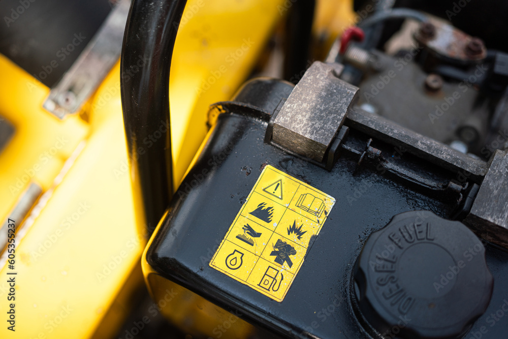 Safety caution and hazardous sign about the burning or flamming of the ...