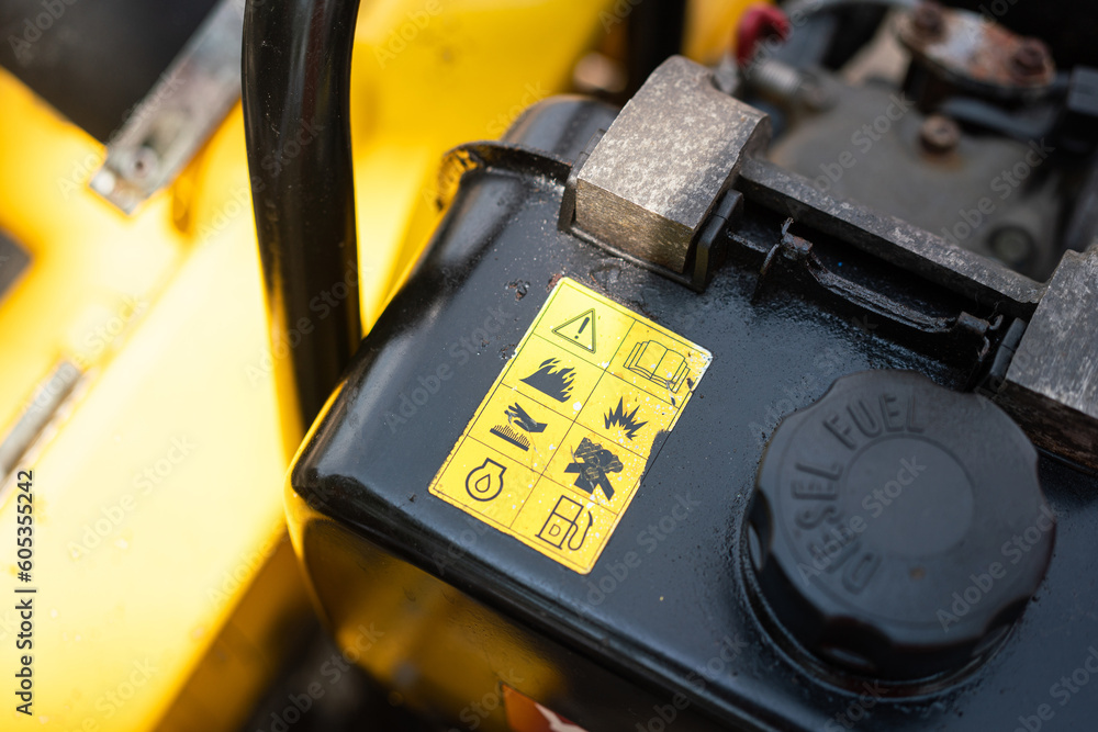 Safety caution and hazardous sign about the burning or flamming of the ...