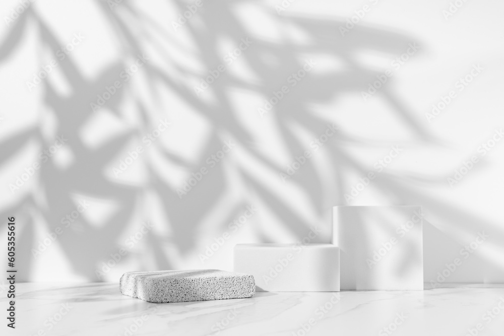 Minimal white scene for cosmetic product presentation made with empty ...