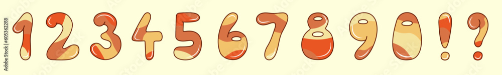 Cartoon numbers and symbols. Set of signs. Stock Vector | Adobe Stock