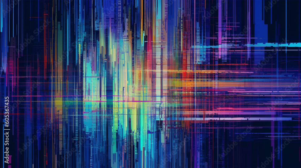 Cyberpunk colorful neon rain on a black background Retro illustration ...