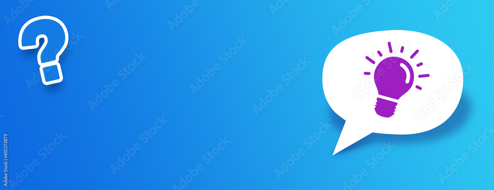 Glowing light bulb and Question mark on paper bubble. Concept idea or ...