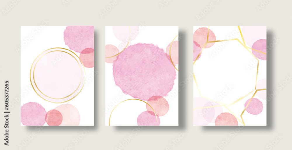 Abstract pink watercolor polka dot background. Simple greeting card ...