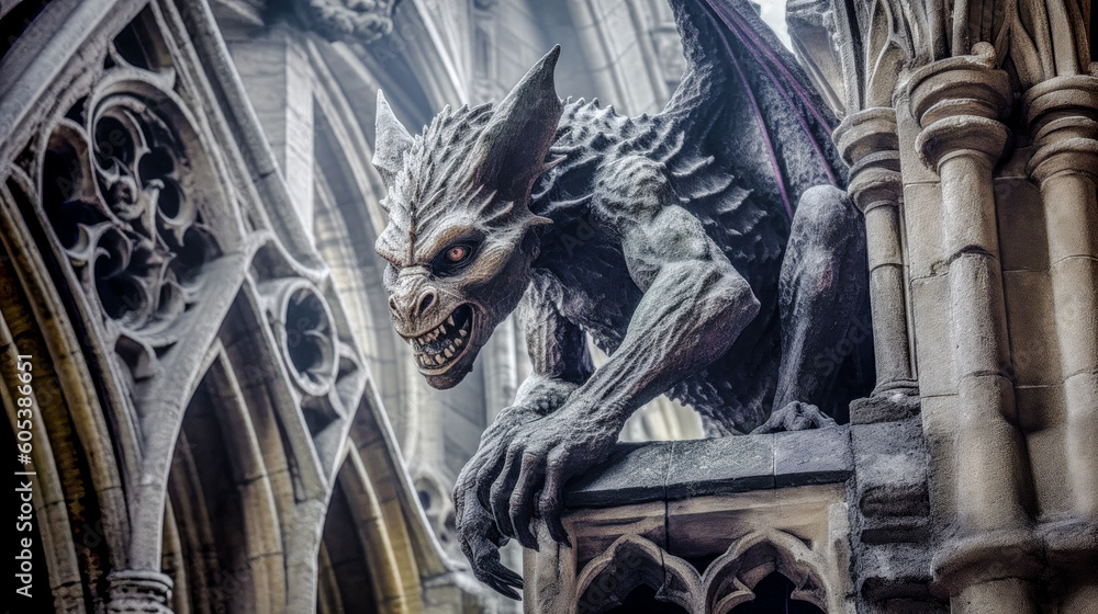 Gargoyle, fantasy creature, sandstone, grotesque, figurative, sculpture ...