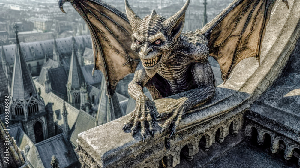 Gargoyle, fantasy creature, sandstone, grotesque, figurative, sculpture ...