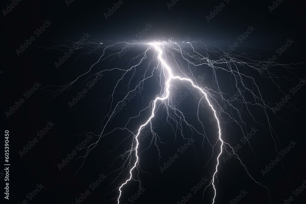Realistic isolated lightning effect on black background with energy ...