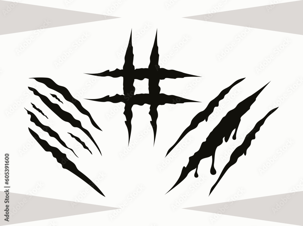 Vetor de Claw Marks SVG Cut File, Scratches Svg, Ripped Svg, Scratch ...
