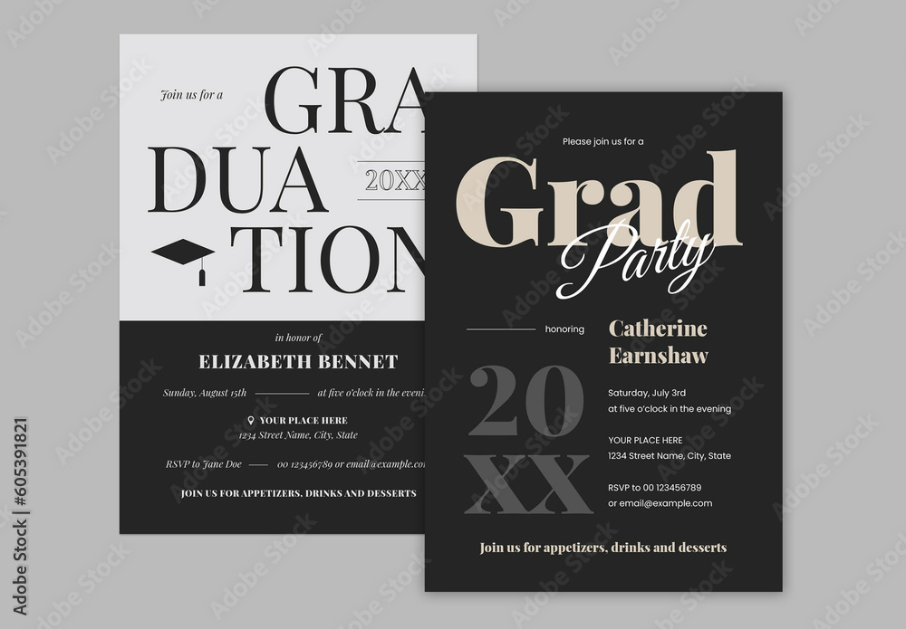 Graduation Invitation Postcard Template Modern Graduation Invitations