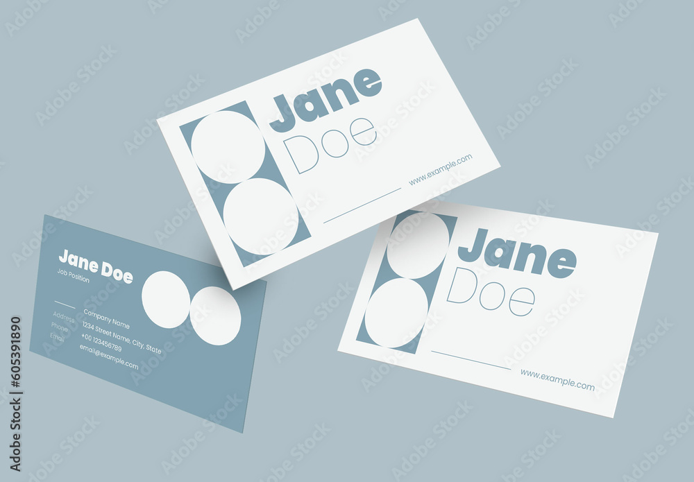 Soft Blue Modern Business Card Layout Stock Template | Adobe Stock
