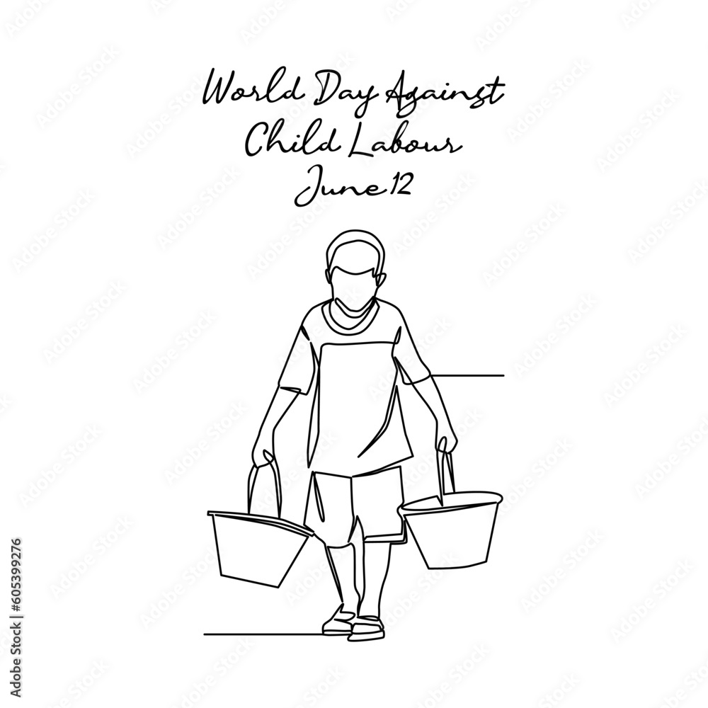 line art of world day against child labour good for world day against ...