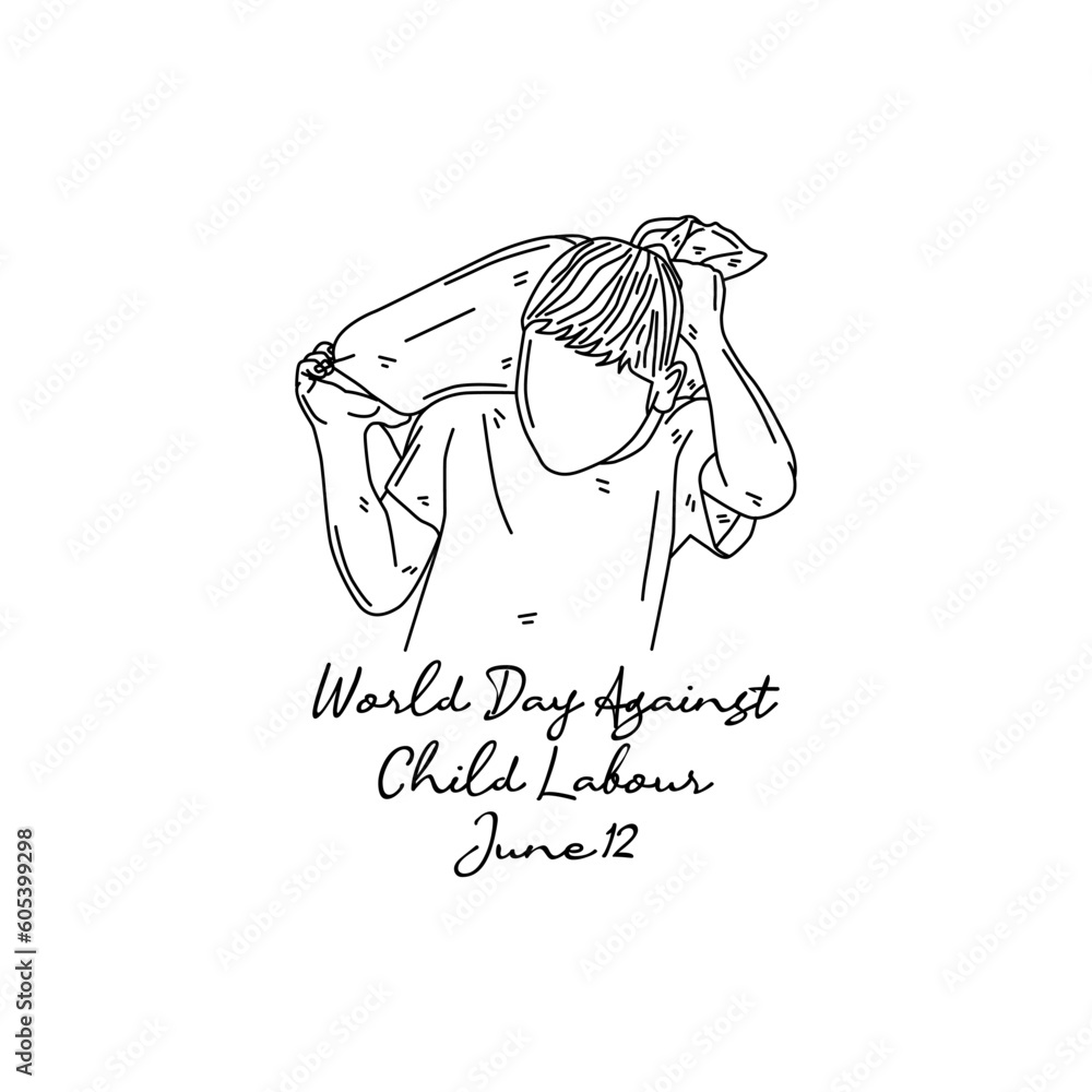 line art of world day against child labour good for world day against ...