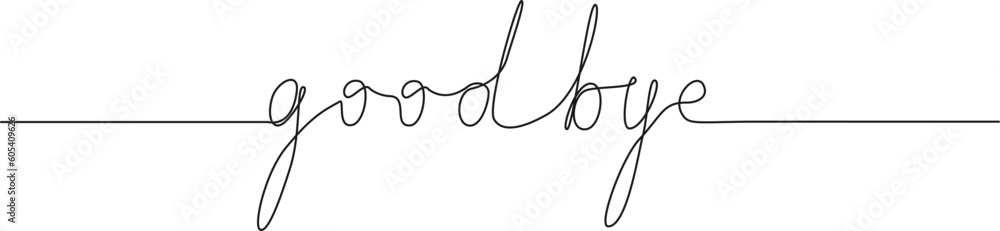 single line drawing of words GOOD BYE, handwriting line art vector ...