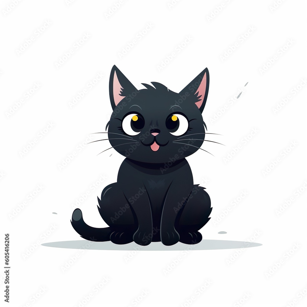 Süße schwarze Katze mit großen runden Augen, Tier das sitzt, Bild ...