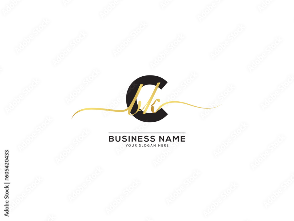 Modern signature CBK letter logo, Royal bck luxury golden logo for ...