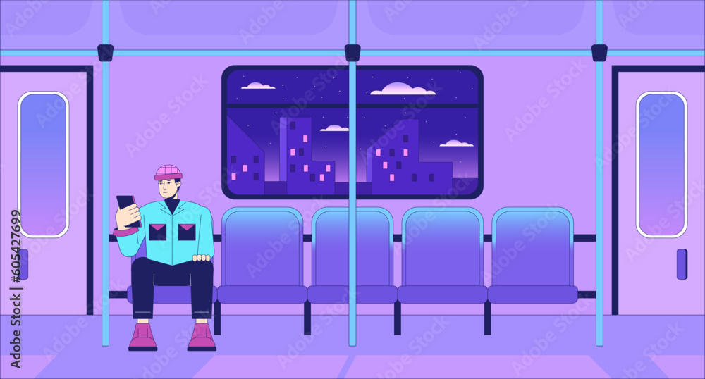 Commuter rail passenger lo fi chill wallpaper. Rapid transit. Young ...
