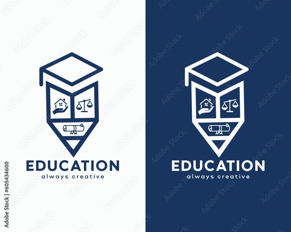 University college school logo template. Square academic cap line icon ...