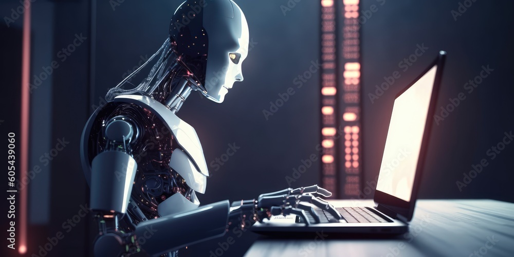 Artificial intelligence robot using computer software for gpt binary coding. distinct generative ...