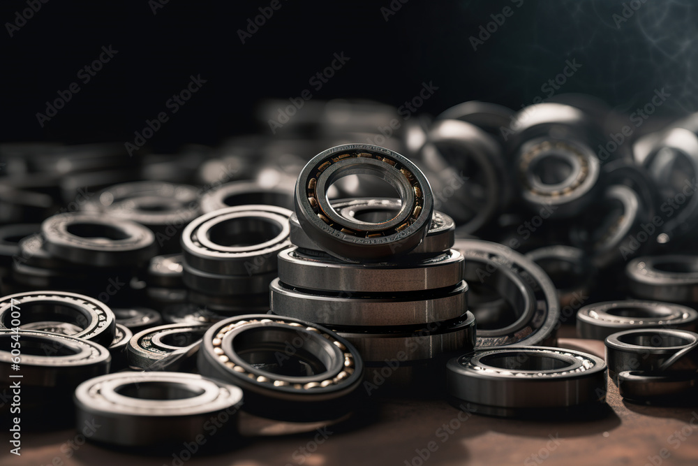 Pile of bearings for industrial background. Heap of bearing industriaal ...