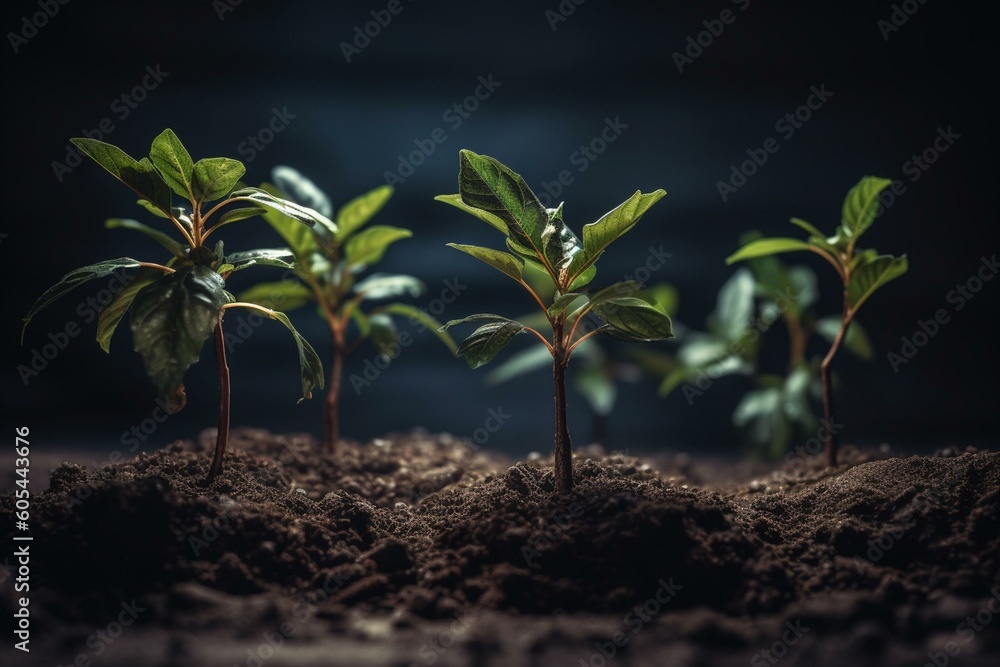 Growing trees to reduce climate impact with young plants flourishing in ...