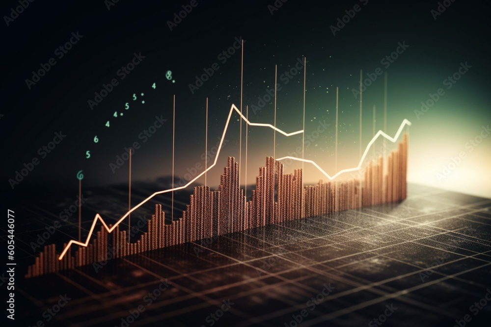 Rising business graph depicts success. Generative AI Stock Illustration ...