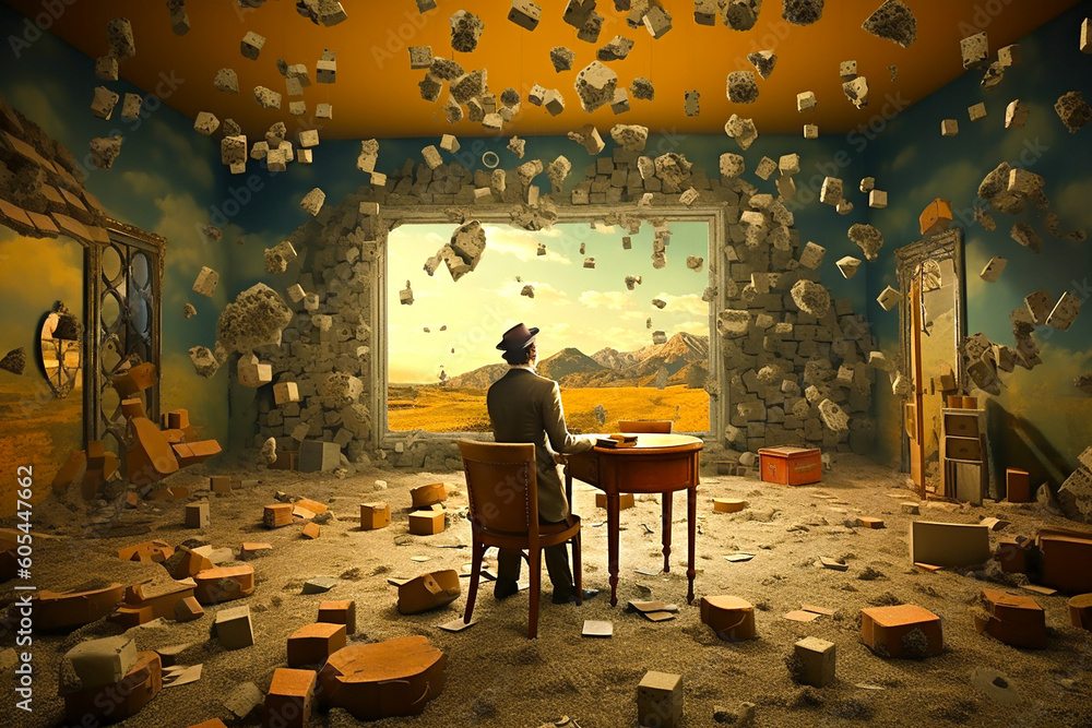 Background Surrealism in the style of Rene Magritte. Atmosphere of ...
