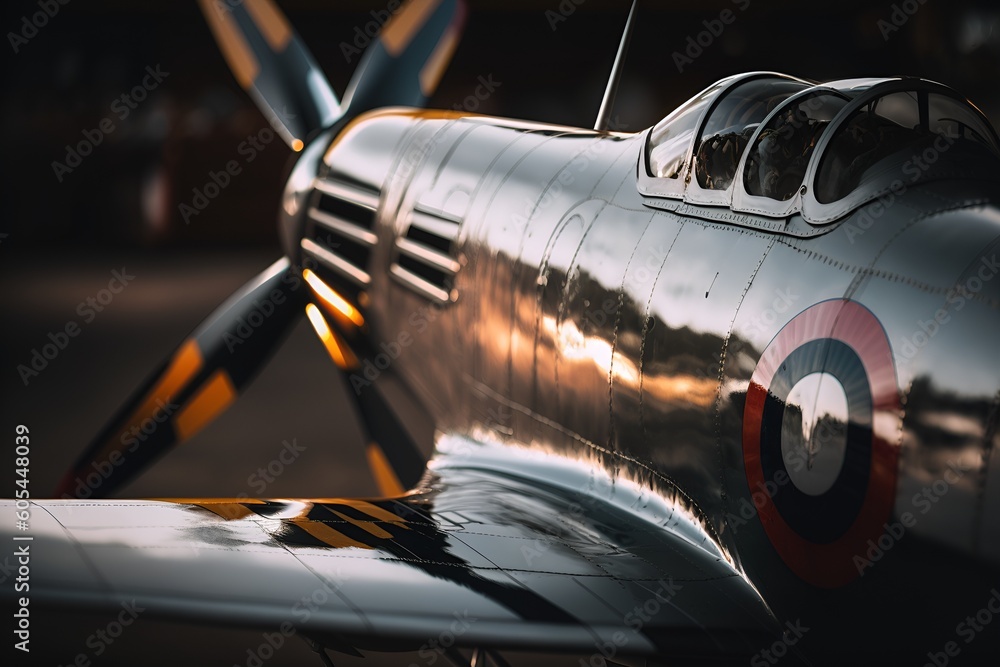 A stunning Spitfire plane from a side view. Natural lighting and the ...