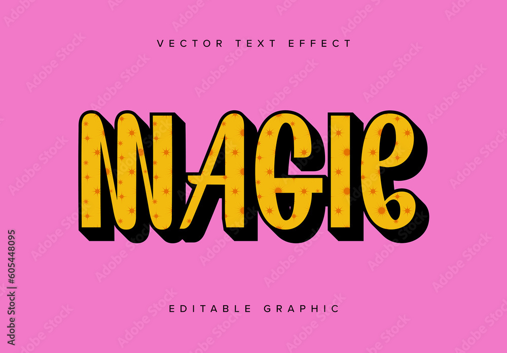 Yellow 3d Text Effect with Star Pattern Details Stock Template | Adobe ...