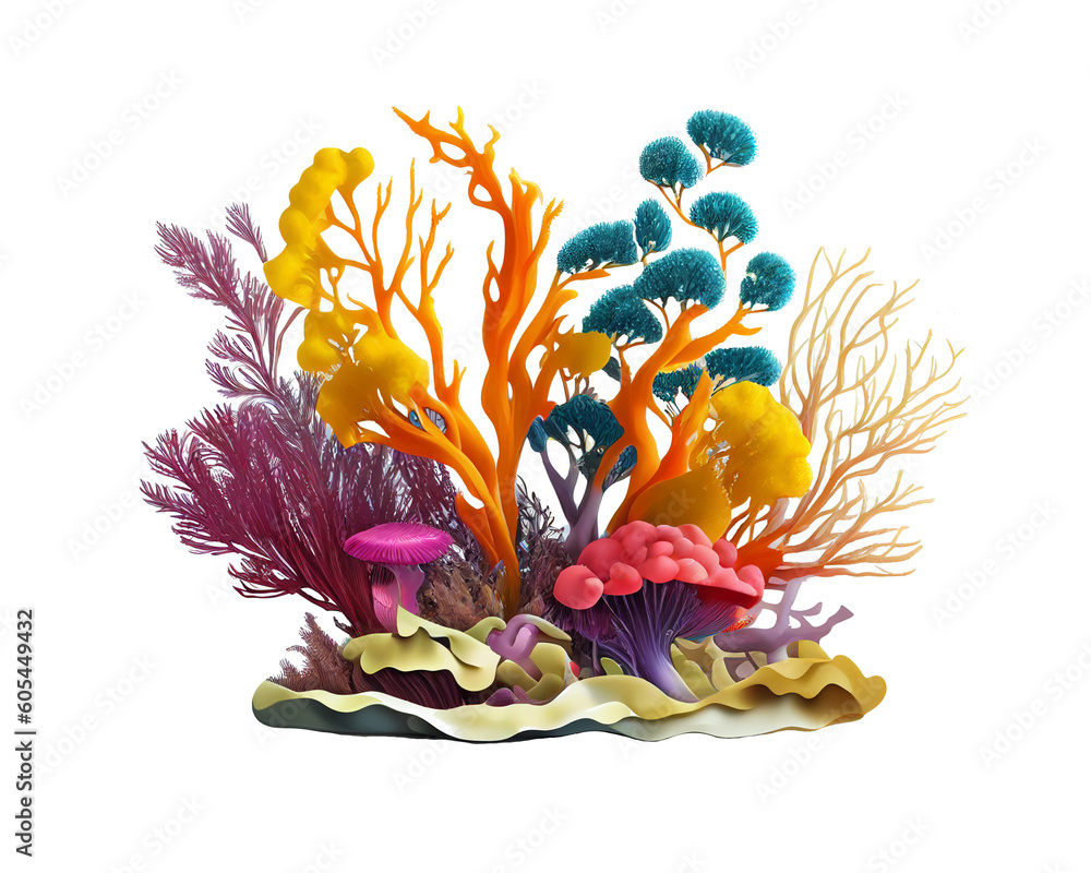 Colorful seaweed on isolated transparent background, perfect for ...