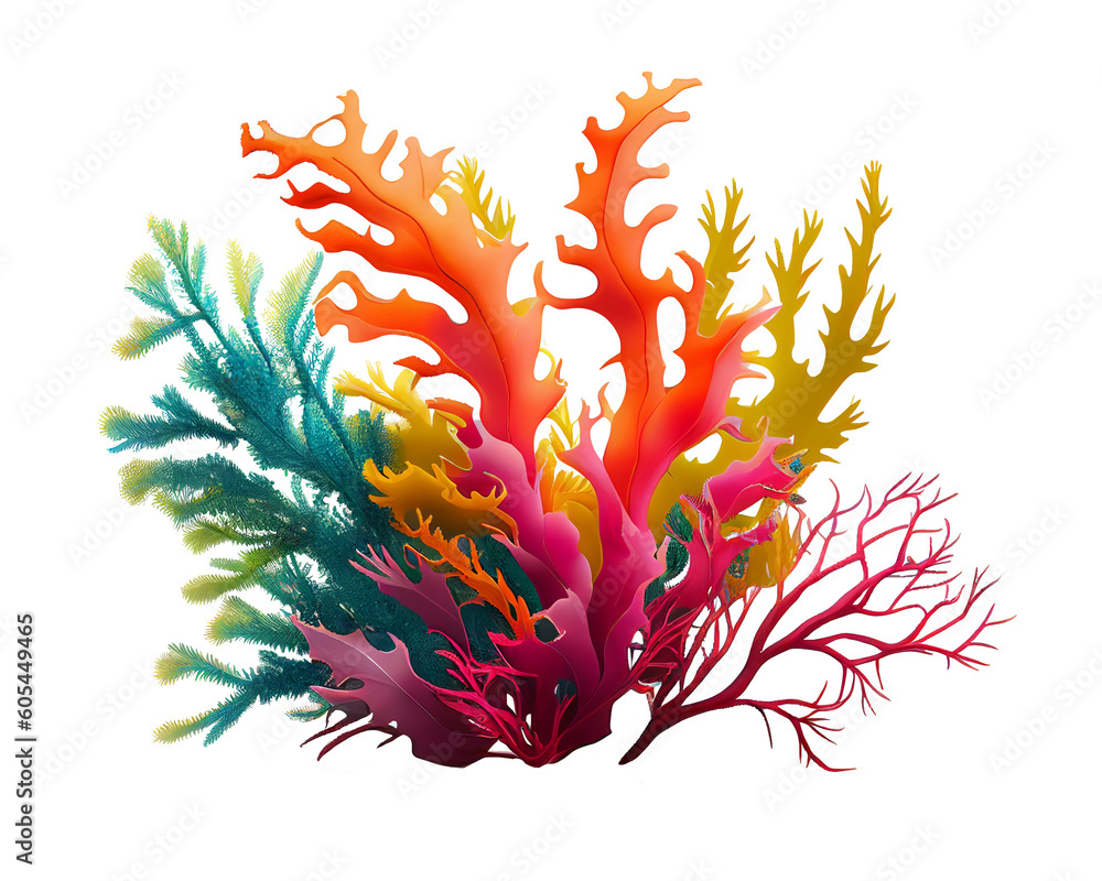 Colorful seaweed on isolated transparent background, perfect for ...