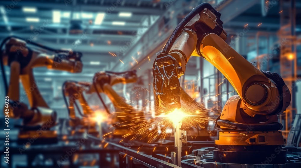 Manufacturing industry that showcases robotic automation, precision ...
