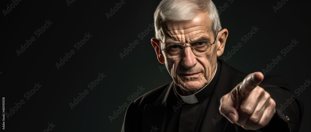 Older priest wagging finger in disapproval Stock Photo | Adobe Stock