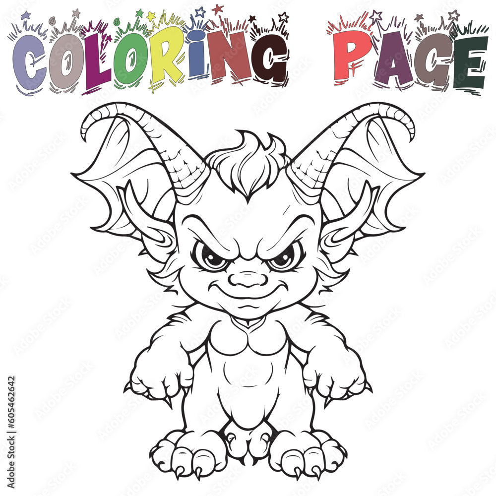 Vektorová grafika „Cute Monster Black And White Illustration For ...